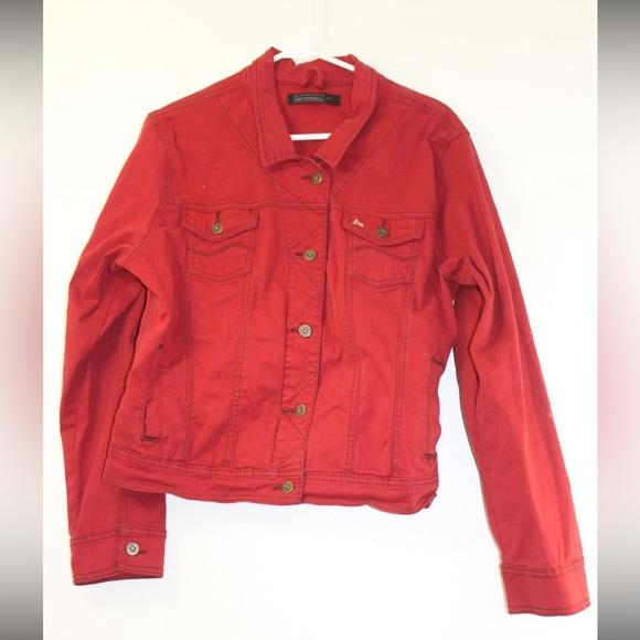 Lee | Jackets & Coats | Lee Women Red Jean Jacket Sz Xl Eg | Poshmark